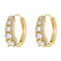 China Jiexing Jewelry Brass Plated 14K Gold Zircon Earrings Heart Fashion Women's Bead Hoop Earring for sale