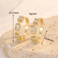 China Jiexing Jewelry Brass Plated 14K Gold Zircon Earrings Heart Fashion Women's Bead Hoop Earring for sale