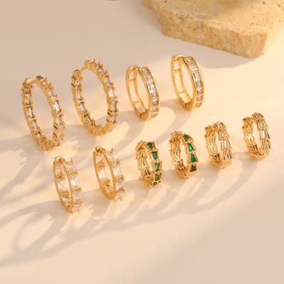 China High Quality Gold Plated Brass Earrings Colored Zircon Earrings Fashion Women's Earrings Jewelry Accessories for sale