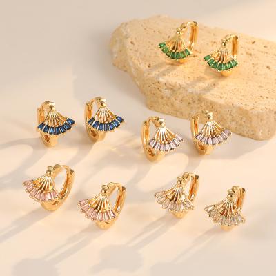 China 14K Gold Plated Brass 925 Silver Needle Hypoallergenic Women's Earrings Colorful Zircon Earrings Women's Earring Accessories for sale