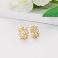 China New Design Leaf Shape 14K Gold Plated Micro Pave Zircon Hoop Earrings for sale