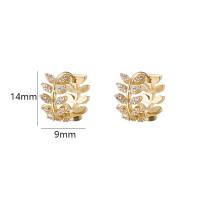 China New Design Leaf Shape 14K Gold Plated Micro Pave Zircon Hoop Earrings for sale