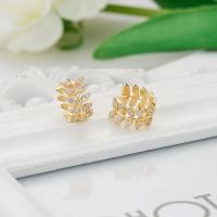 China New Design Leaf Shape 14K Gold Plated Micro Pave Zircon Hoop Earrings for sale