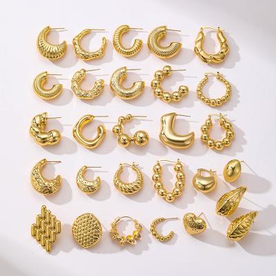 China Popular Geometry U-shaped 18K Gold Earrings Water Drop Studs Irregular Hollow Women Earring Wholesale for sale