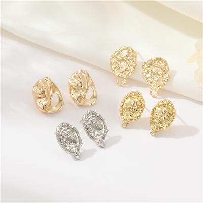 China Wholesale 14K Gold Plated Diy Earring Accessories Portrait Women's Earrings With Rings  Jewelry Findings for sale