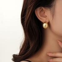 China Wholesale Fashion Brushed Hollow Women's Earring Crescent Shaped Earrings 14K Gold Plated C-ring Hollow Studs for sale