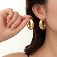 China Wholesale Fashion Brushed Hollow Women's Earring Crescent Shaped Earrings 14K Gold Plated C-ring Hollow Studs for sale
