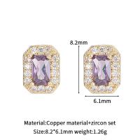 China Fashion 14K Gold-Plated Zircon Earrings Square Zircon Studs 925 Silver Needle Anti Allergic Earring for sale