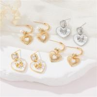 China Wholesale 14K Gold Plated Earrings Cute Zircon Heart Shape Shell Earring Bow Pearl Women's Earring Accessories for sale