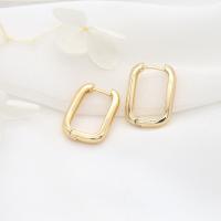 China Simple Deign Brass 14K Gold Plated Rectangle Shape Hoop Earrings Jewelry DIY for sale