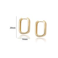 China Simple Deign Brass 14K Gold Plated Rectangle Shape Hoop Earrings Jewelry DIY for sale