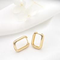 China Simple Deign Brass 14K Gold Plated Rectangle Shape Hoop Earrings Jewelry DIY for sale