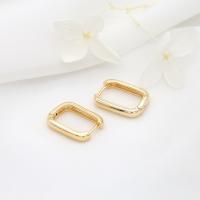 China Simple Deign Brass 14K Gold Plated Rectangle Shape Hoop Earrings Jewelry DIY for sale