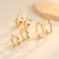 China Fashion Light Luxury Earring for Women Pentagonal Geometric  Shaped  Ear Hooks French Retro Gold Plated Earrings Wholesale for sale