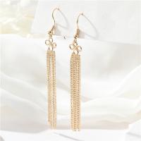 China Korean Jewelry Hypoallergenic Classy Bow Pearl Bead Chain Tassel Drop Dangle Earrings Women Wholesale for sale