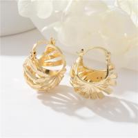 China Hot Hollow Design Ladies Jewelry Brass 14K Gold Plated Flower Basket Nets Shape Hoop Earrings for Women for sale