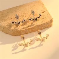 China Brass 2025 New Love Earrings Heartbeat Frequency Wave Earrings Hypoallergenicity  CZ Women ECG Earrings for sale