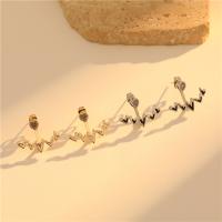 China Brass 2025 New Love Earrings Heartbeat Frequency Wave Earrings Hypoallergenicity  CZ Women ECG Earrings for sale