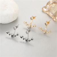 China Brass 2025 New Love Earrings Heartbeat Frequency Wave Earrings Hypoallergenicity  CZ Women ECG Earrings for sale