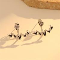China Brass 2025 New Love Earrings Heartbeat Frequency Wave Earrings Hypoallergenicity  CZ Women ECG Earrings for sale