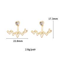 China Brass 2025 New Love Earrings Heartbeat Frequency Wave Earrings Hypoallergenicity  CZ Women ECG Earrings for sale