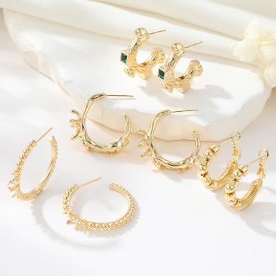 China Wholesale 14K Gold Plated Earrings Large Hoop Fashion Earrings Hypoallergenicity Women's Ear Stud DIY Earring Accessories for sale