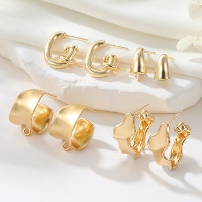 China Hot Selling Earring Accessories Gold-Plated Curved Glossy C-Shaped Earrings for Women 925 Silver Needle Irregular Earrings for sale