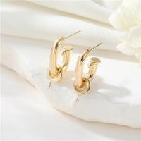 China Hot Selling Earring Accessories Gold-Plated Curved Glossy C-Shaped Earrings for Women 925 Silver Needle Irregular Earrings for sale