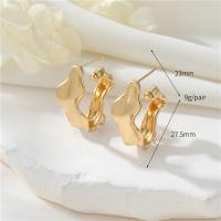 China Hot Selling Earring Accessories Gold-Plated Curved Glossy C-Shaped Earrings for Women 925 Silver Needle Irregular Earrings for sale
