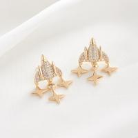 China Factory Wholesale Fashion Women's Earrings Spaceship Studs Earrings Zircon Cute Rocket Star Jewelry Earring Accessories for sale