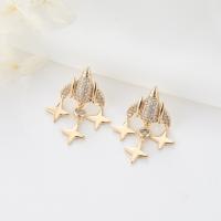China Factory Wholesale Fashion Women's Earrings Spaceship Studs Earrings Zircon Cute Rocket Star Jewelry Earring Accessories for sale