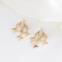 China Factory Wholesale Fashion Women's Earrings Spaceship Studs Earrings Zircon Cute Rocket Star Jewelry Earring Accessories for sale