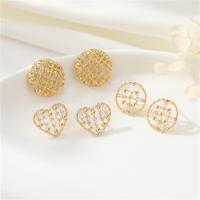 China Wholesale Jewelry DIY Earring Accessories Heart-shaped Braided Earrings Round Hollow Zircon Paste Pearl  Earring for sale