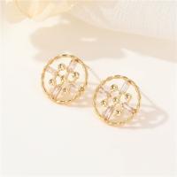 China Wholesale Jewelry DIY Earring Accessories Heart-shaped Braided Earrings Round Hollow Zircon Paste Pearl  Earring for sale