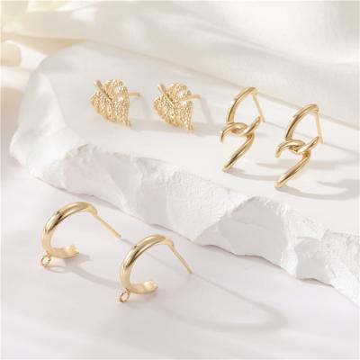 China Wholesale Gold Plated Earrings With Hoop Leaf Earrings Glossy  925 Silver Needle Diy Earring Accessories for sale