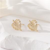 China Wholesale Gold Plated Earrings With Hoop Leaf Earrings Glossy  925 Silver Needle Diy Earring Accessories for sale