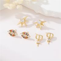 China Multi Colors Inlaid Zircon CD Hoop Earring for Women S925 Silver Needle  Highend Fivepointed Star Eyes Zircon Earrings for sale