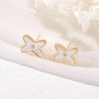 China Summer Fashion Jewelry 14K Gold Plated Enamel White Flower Stud Daisy Flower Korean Drop Earrings Jewelry for sale