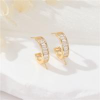 China Wholesale 14K Gold Plated Round Zircon Stud Earring Fashion Pearl for Women 925 Silver Needles Earrings DIY Jewelry Accessories for sale