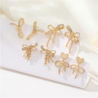China Hot Selling Earrings Accessories 14K Gold Bow Earrings for Women Cute Heart Shaped Straps Earings DIY Jewelry Findings for sale