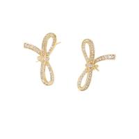 China Hot Selling Earrings Accessories 14K Gold Bow Earrings for Women Cute Heart Shaped Straps Earings DIY Jewelry Findings for sale