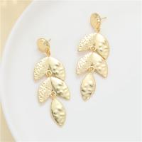 China Hot Selling Luxury Brass 14K Gold Plated Dangle Design Tree Leaf Silver Needle Jewelry  Stud Earrings for Girls Party Gifts for sale