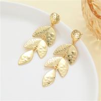 China Hot Selling Luxury Brass 14K Gold Plated Dangle Design Tree Leaf Silver Needle Jewelry  Stud Earrings for Girls Party Gifts for sale