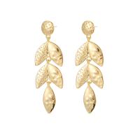 China Hot Selling Luxury Brass 14K Gold Plated Dangle Design Tree Leaf Silver Needle Jewelry  Stud Earrings for Girls Party Gifts for sale