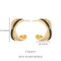 China Jiexing Wholesale Trendy Drop Oil CZ Design X-shape Stud Earring Enamel White Black Color Jewelry Accessory for Women for sale