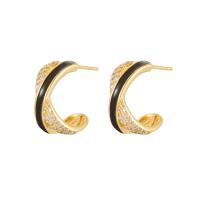 China Jiexing Wholesale Trendy Drop Oil CZ Design X-shape Stud Earring Enamel White Black Color Jewelry Accessory for Women for sale