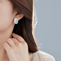 China New Trendy Korean Popular Jewelry Retro Minimalist Style Earrings 925 Silver Needle Frosted Brushed Stud Earrings for Women for sale