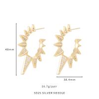 China Fashion 14K Gold Plate Sun Shape C-shaped Earrings 925 Silver Needle Anti Allergy Female Earrings Jewelry Wholesale for sale