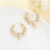 China Fashion 14K Gold Plate Sun Shape C-shaped Earrings 925 Silver Needle Anti Allergy Female Earrings Jewelry Wholesale for sale