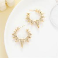 China Fashion 14K Gold Plate Sun Shape C-shaped Earrings 925 Silver Needle Anti Allergy Female Earrings Jewelry Wholesale for sale